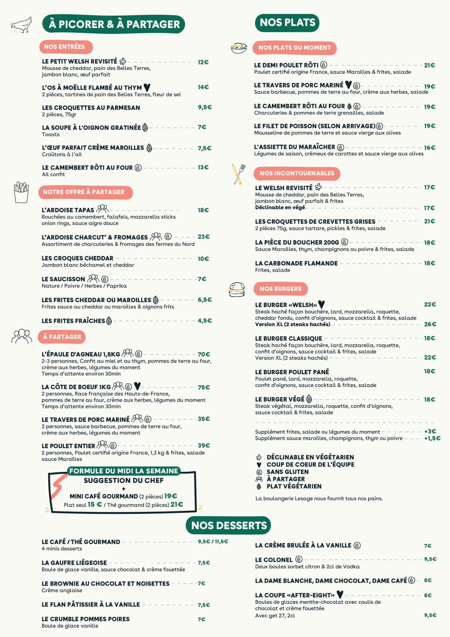 Notre carte – L'Estaminet de la Ferme aux Oies